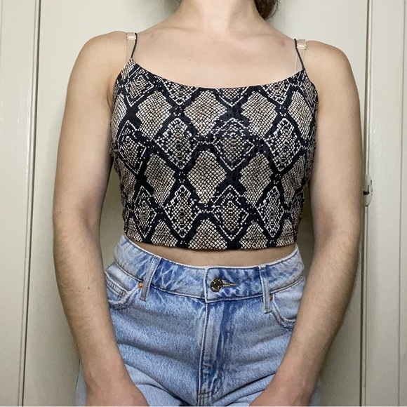 Windsor | Tops | Windsor Snakeskin Sequin Bungee Cami Crop Top | Poshmark